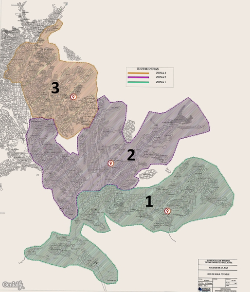 Mapa de cortes en La Paz